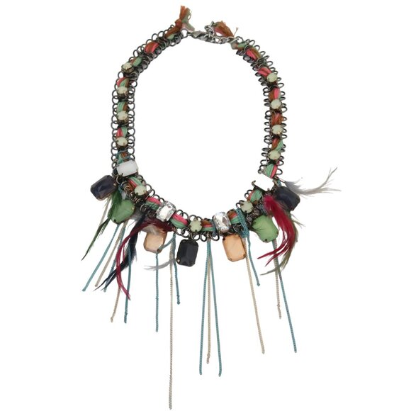 Moon C | Jewelry | Moon C Paris Moixed Media Necklace Crystal Feather ...